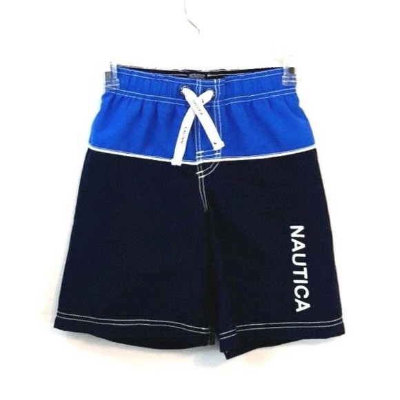Nautica | Swim | Nautica Blue White Lined Draw String Swim Trunks Boys ...